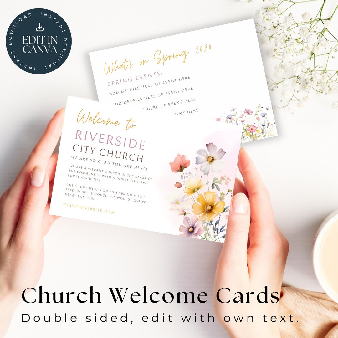Spring Church Welcome Card Template | Digital Download | Editable ...