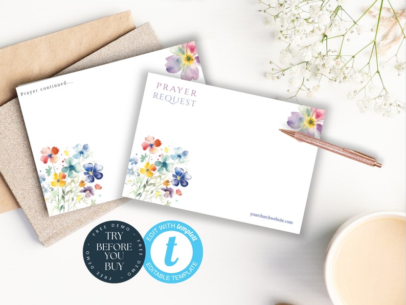 Wildflower Editable Prayer Cards Prayer Request Cards Prayer Board Kit ...