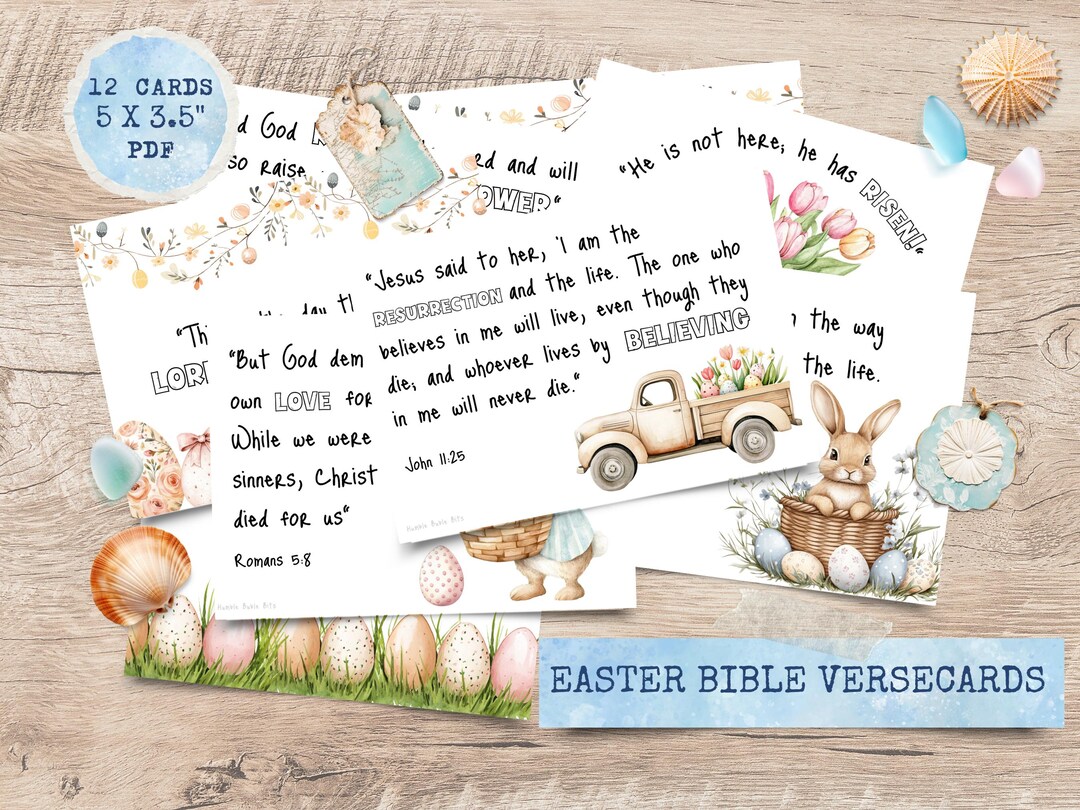 12 Easter Bible Verse Cards, Easter Activity, Printable Kids Crafts ...