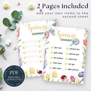 Spring Scavenger Hunt Kids Worksheet | Outdoor Spring Games | Instant ...