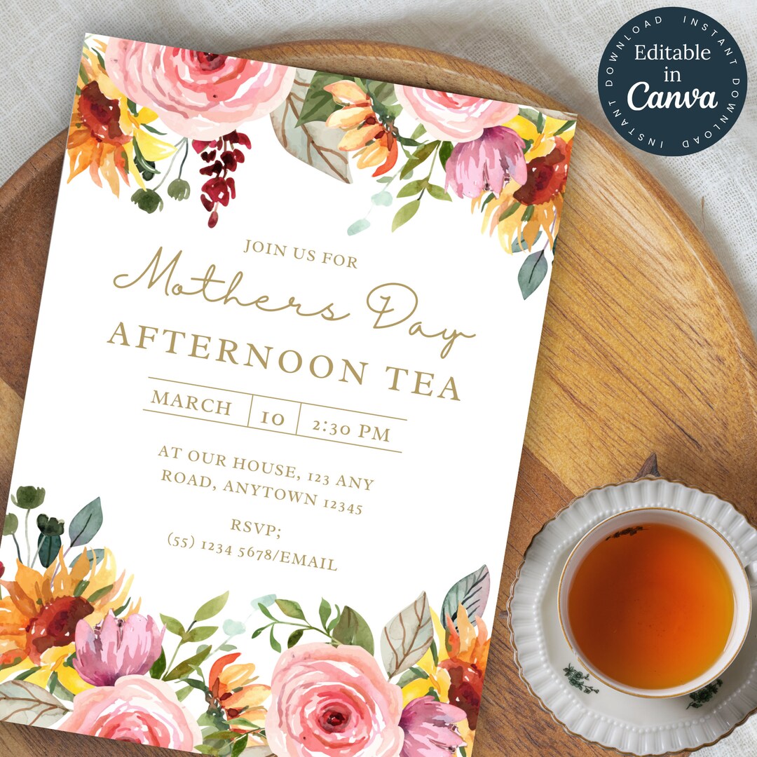Mothers Day Afternoon Tea Invitation High Tea Invite Event Flyer DIY ...