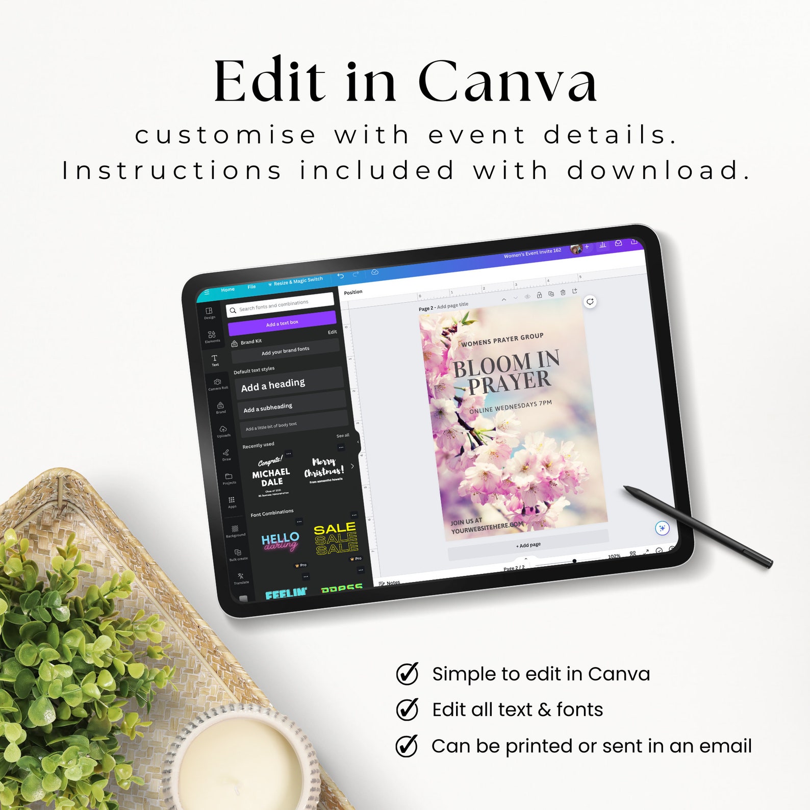 Womens Prayer Group Invite | Editable Evite | Church Group Flyer ...