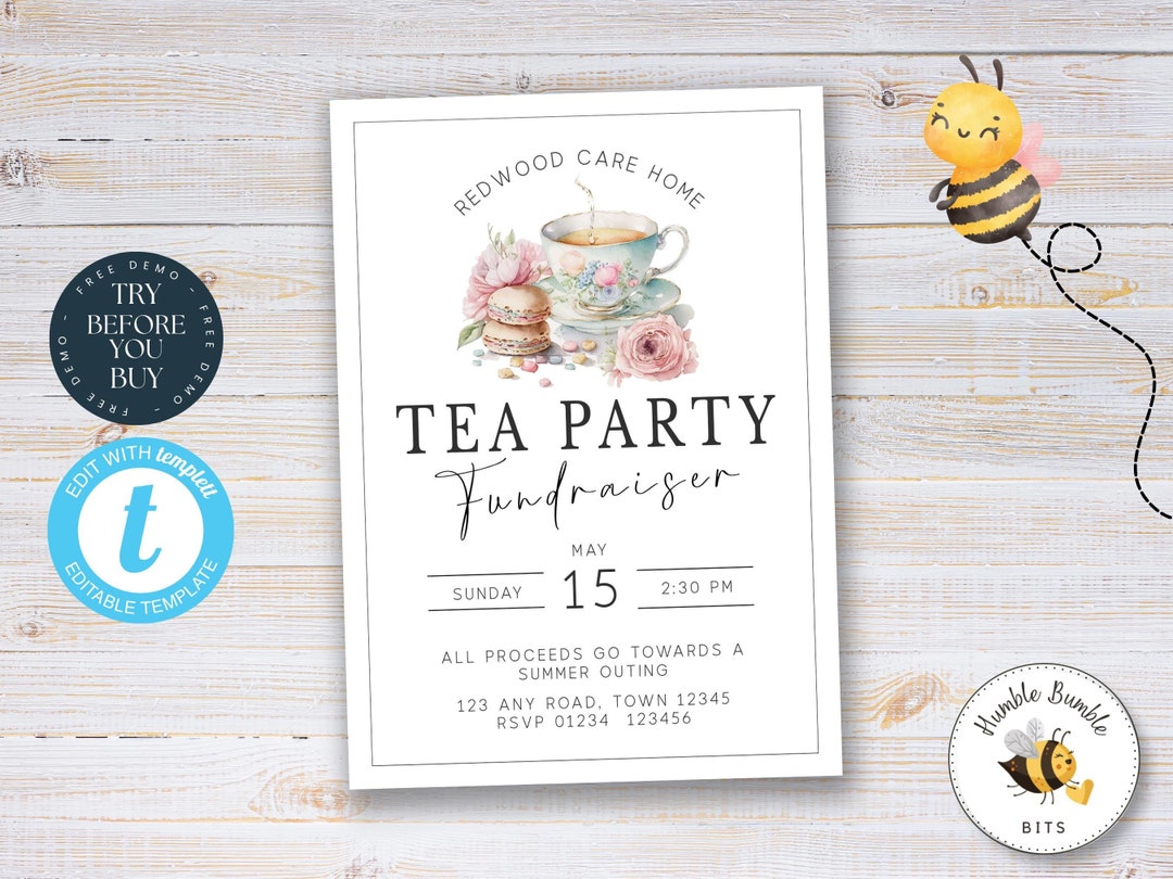 Tea Party Fundraiser Invite | Afternoon Tea Flyer | School Fundraising ...