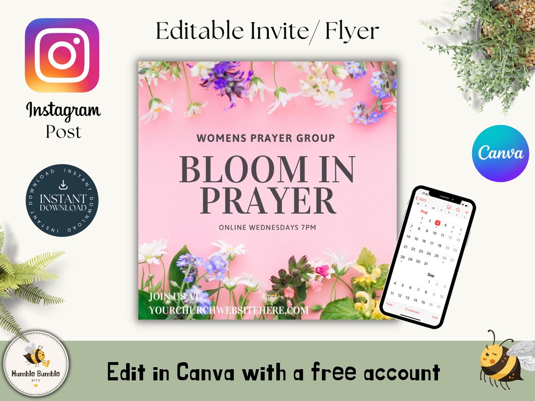 Editable Bible Study Invite Instagram Post Editable Invite Church ...