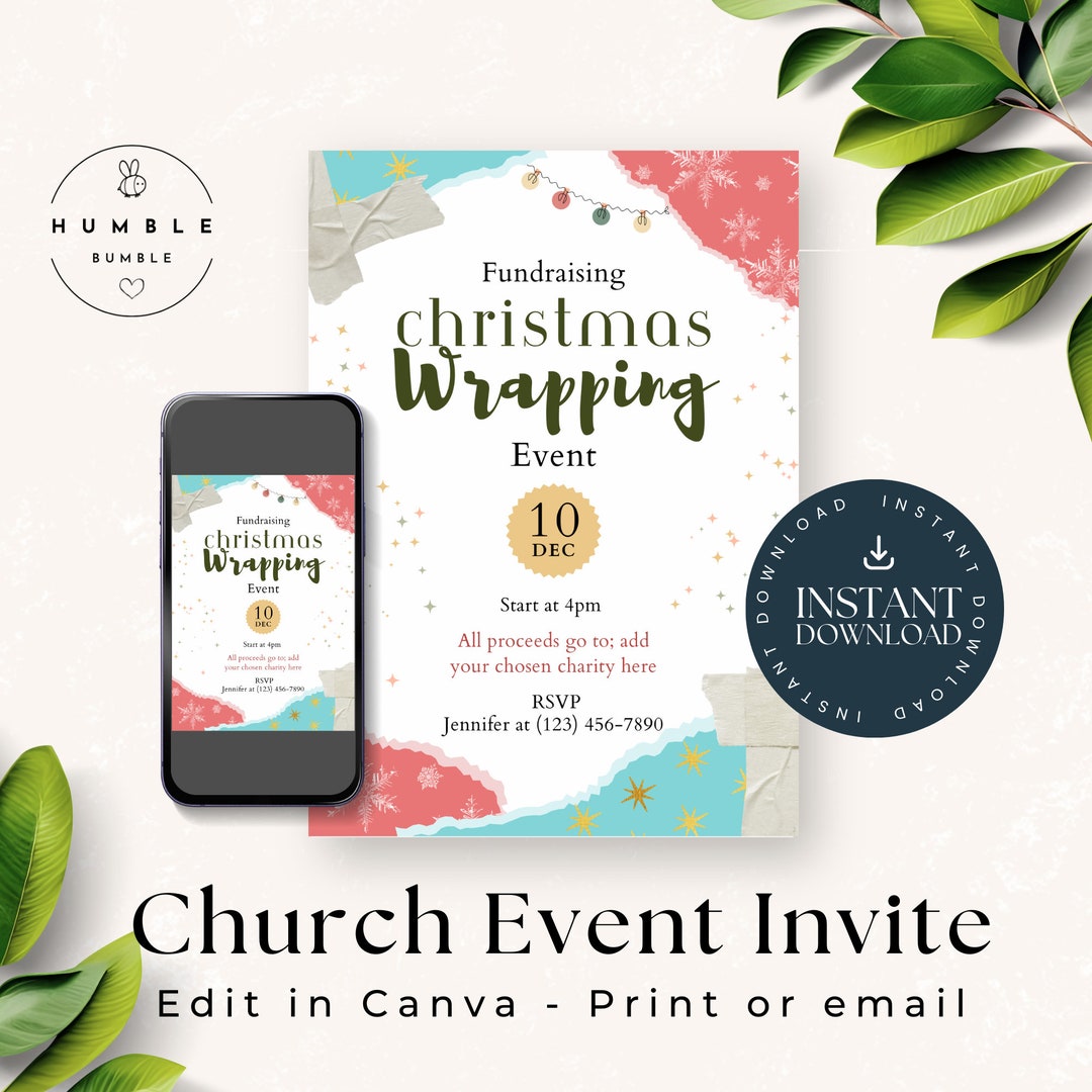 Christmas Evite, Christmas Flyer, Church Event, Editable Invite, Canva ...