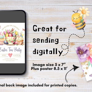 Easter Tea Party Invitation | Editable Party Invite | Hop on Over ...