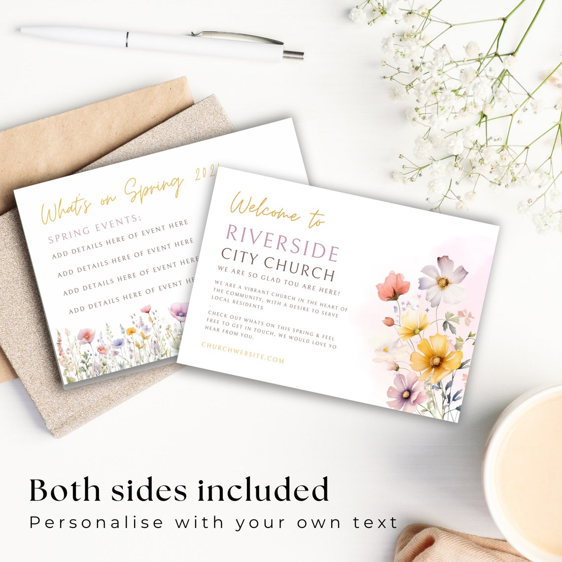 Spring Church Welcome Card Template | Digital Download | Editable ...