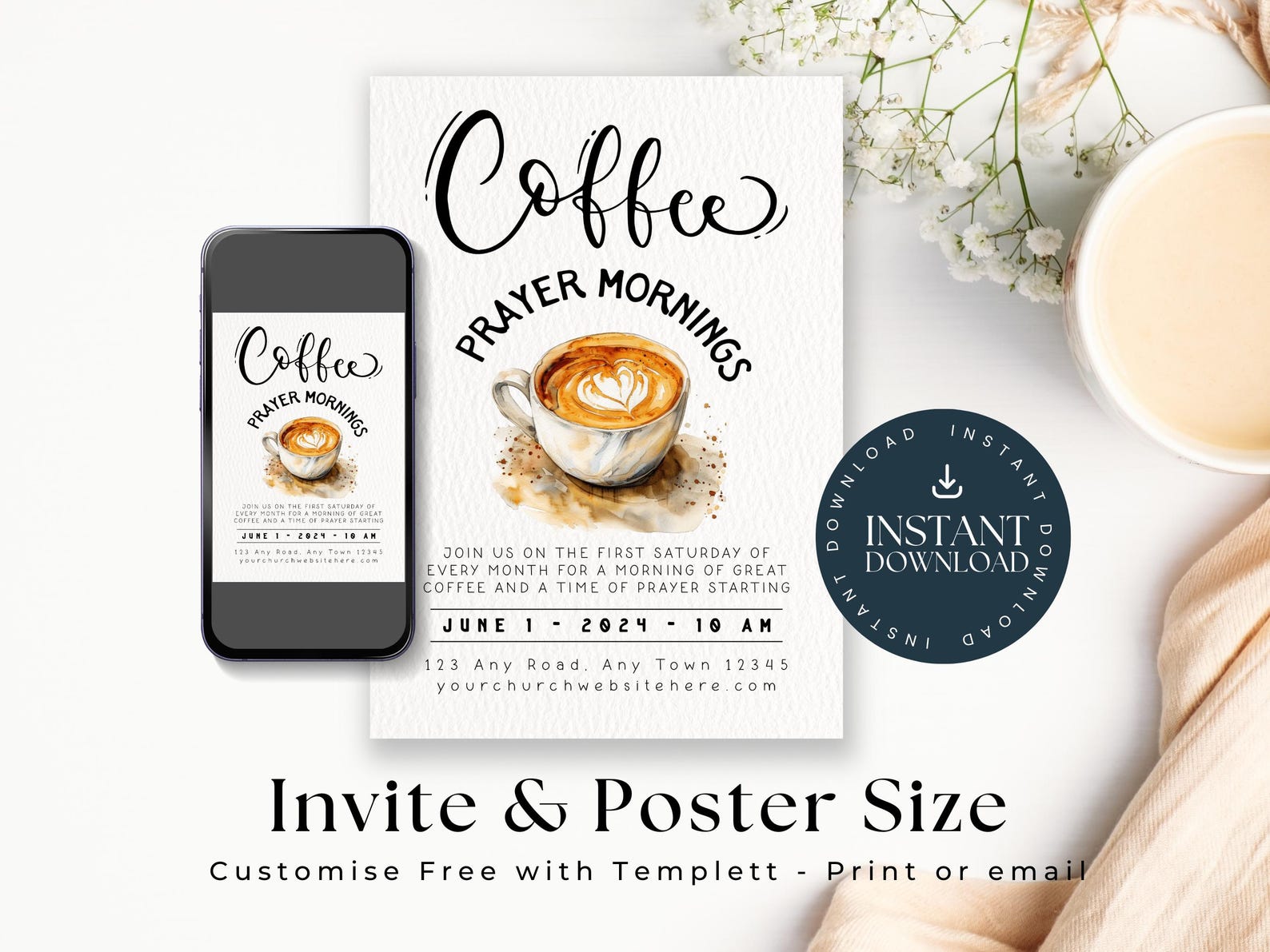 Coffee Morning Invite | Church Prayer Group Flyer | Fellowship Group ...