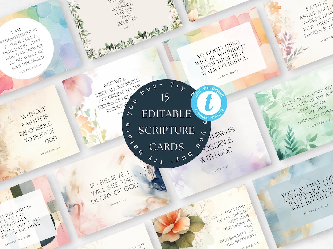 Editable Scripture Card Bundle | Scripture Cards | Bible Verse | Junk ...