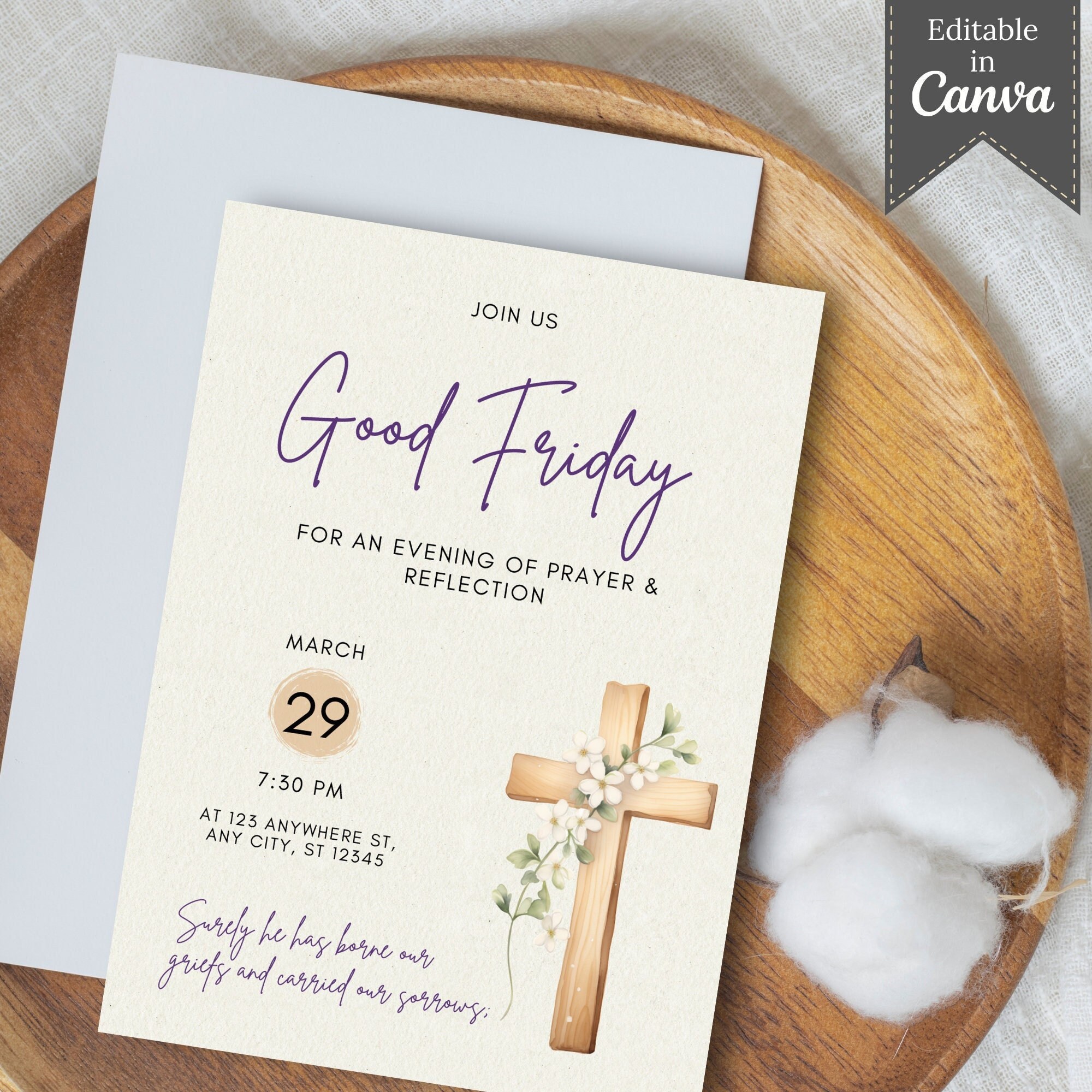 Easter Prayer Group Invite Good Friday Event Invitation Church Small ...