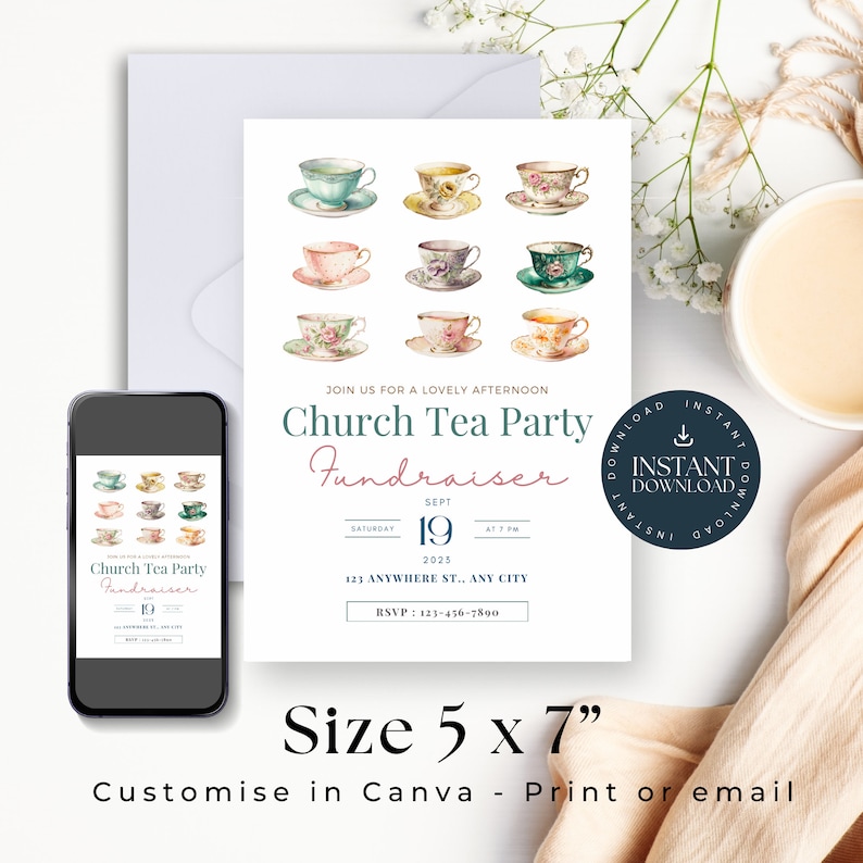 Church Tea Party Flyer | Afternoon Tea Invitation | Editable Women’s ...