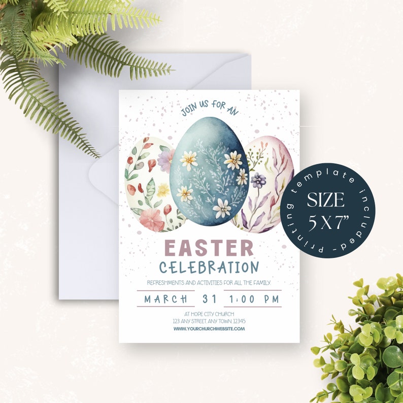 Easter Celebration Invite Basket Eggs Easter Party Invitation Church ...