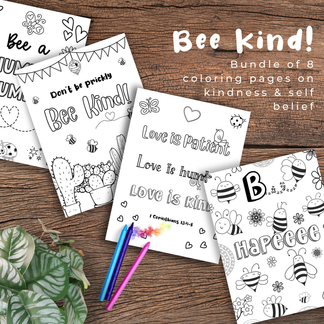 Bee Kind Coloring Bundle | Kids Coloring Activity | Mindfulness ...