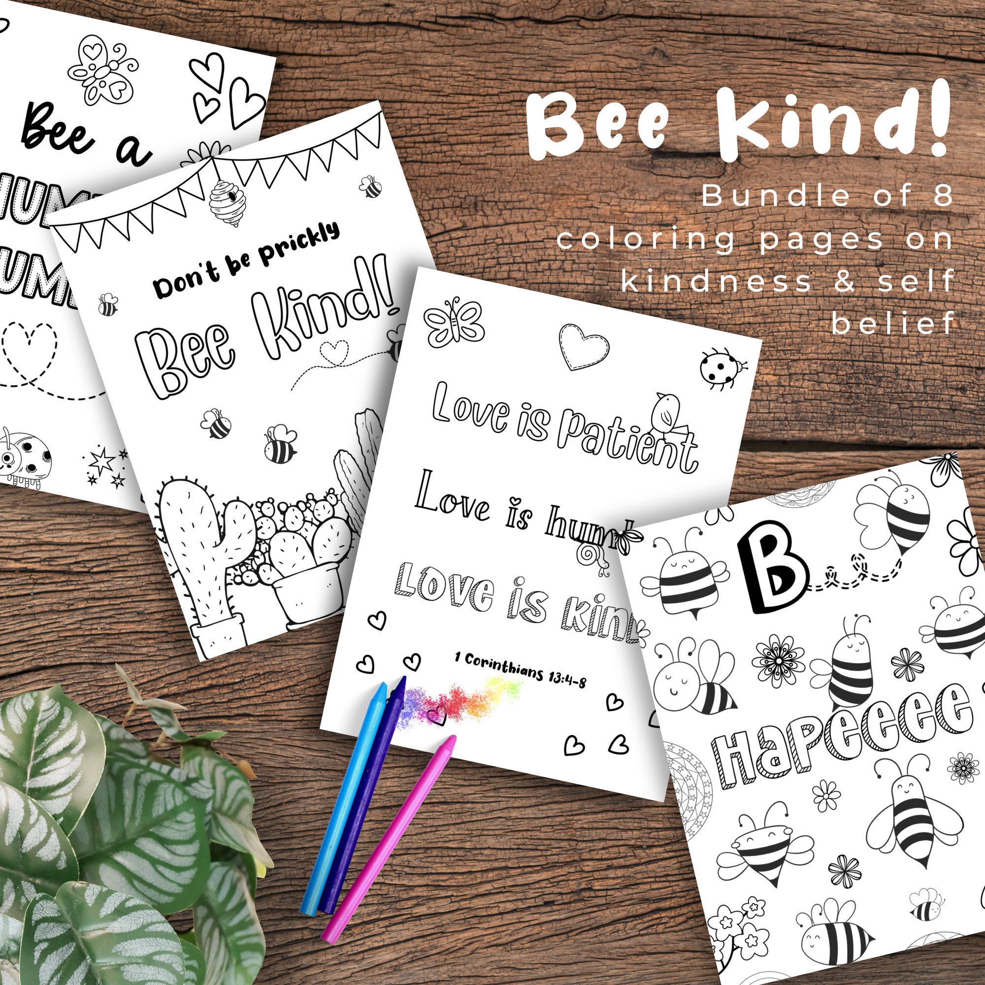 Bee Kind Coloring Bundle Kids Coloring Activity Mindfulness Coloring ...