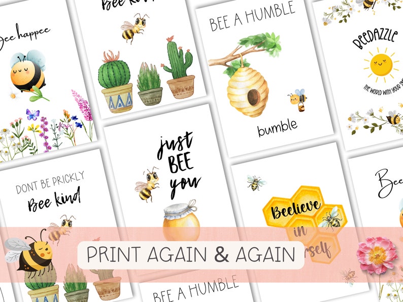 Motivating Printable Posters Bee Themed Posters Printable - Etsy