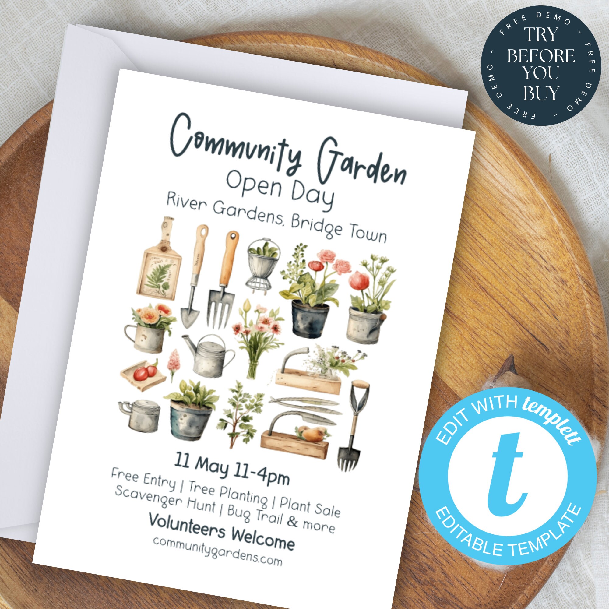 Community Garden Day Flyer Template Community Clean up Event Gardening ...