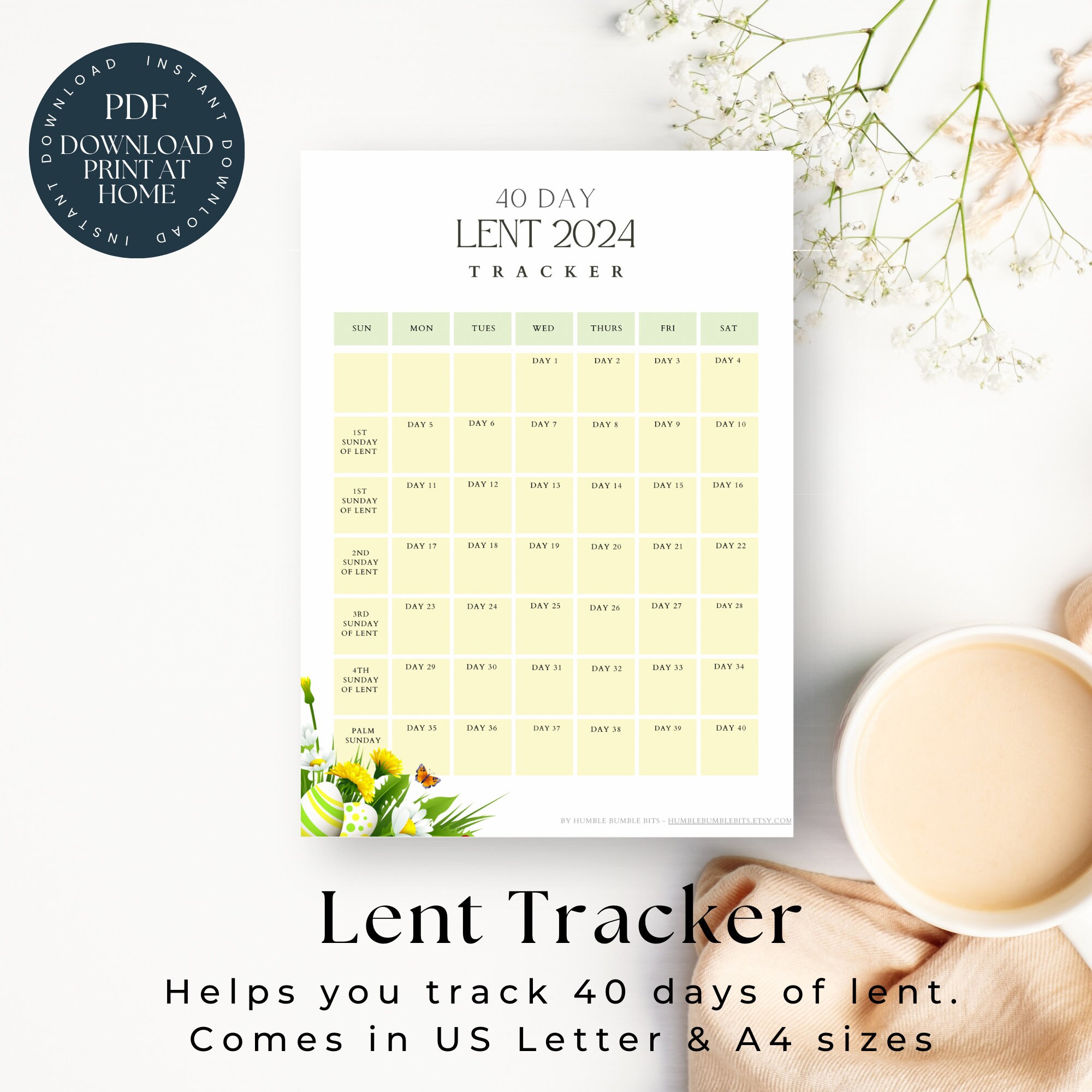 Lent Planner Bundle | Devotional Faith Printable | Fasting Tracker | 40 ...