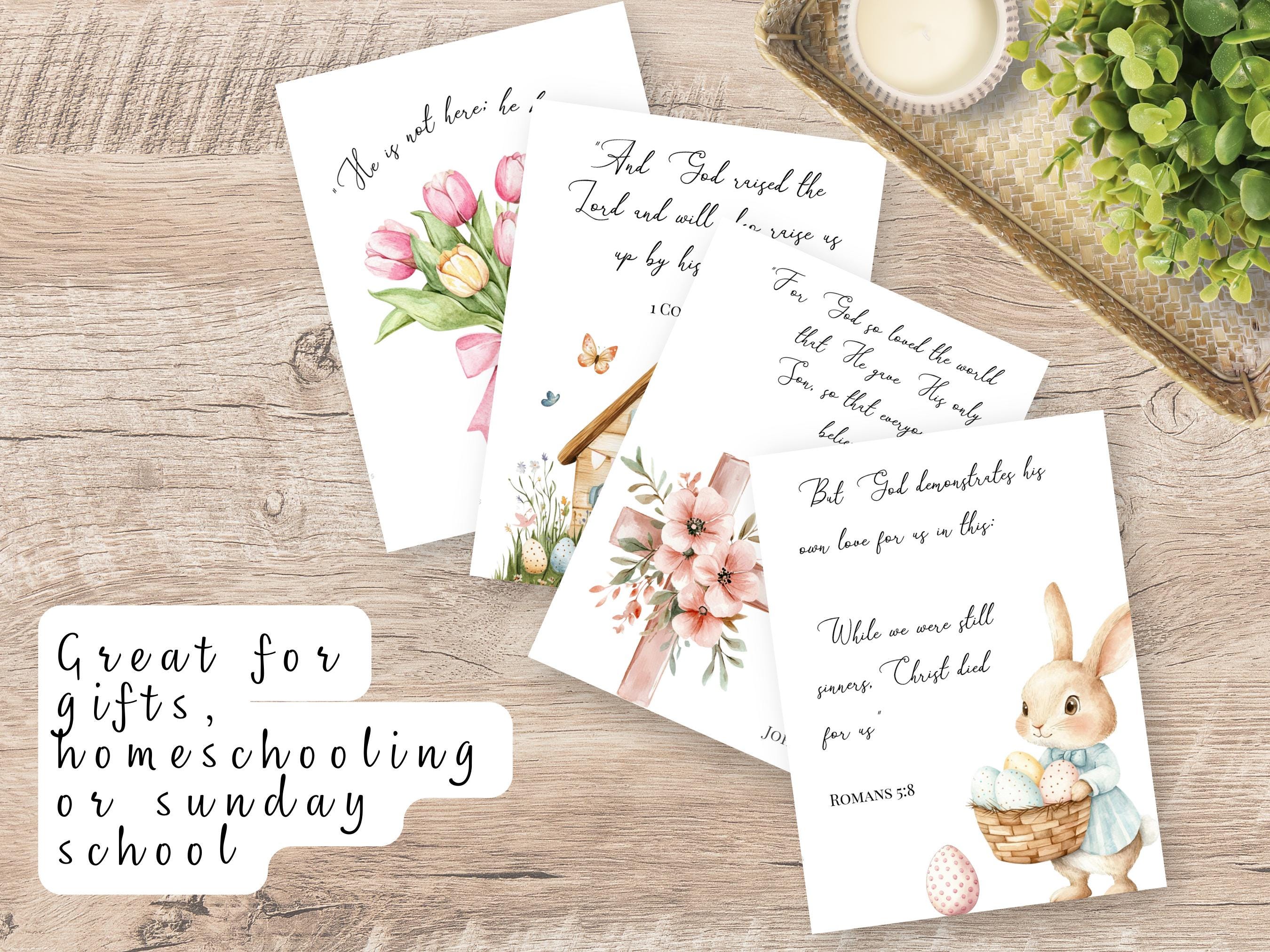 12 Easter Scripture Cards, Printable Bible Verse Cards for Kids, Holy ...