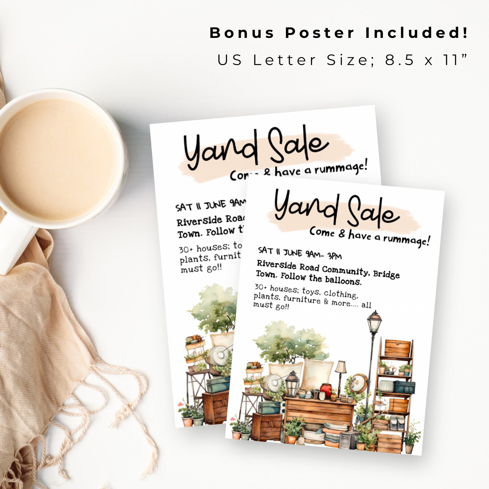 Editable Rummage Sale Yard Sale Flyer Editable Garage Sale Template ...