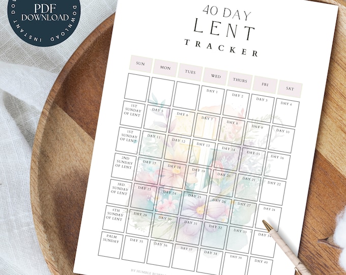 Lent Tracker 2025, Lent Countdown Guide, 40 Day Lenten Calendar, Adult ...