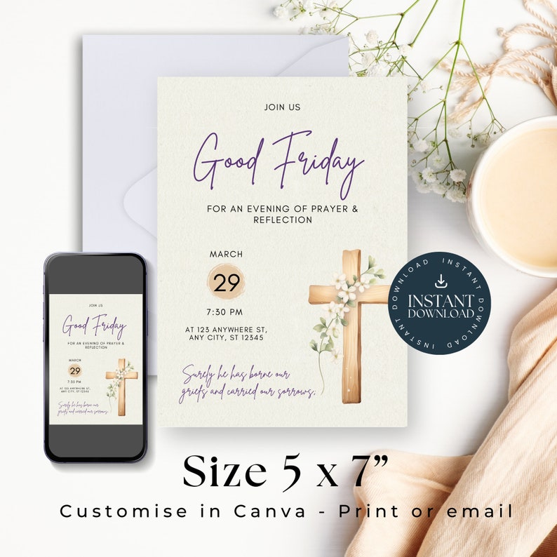Easter Prayer Group Invite | Good Friday Event Invitation | Church ...