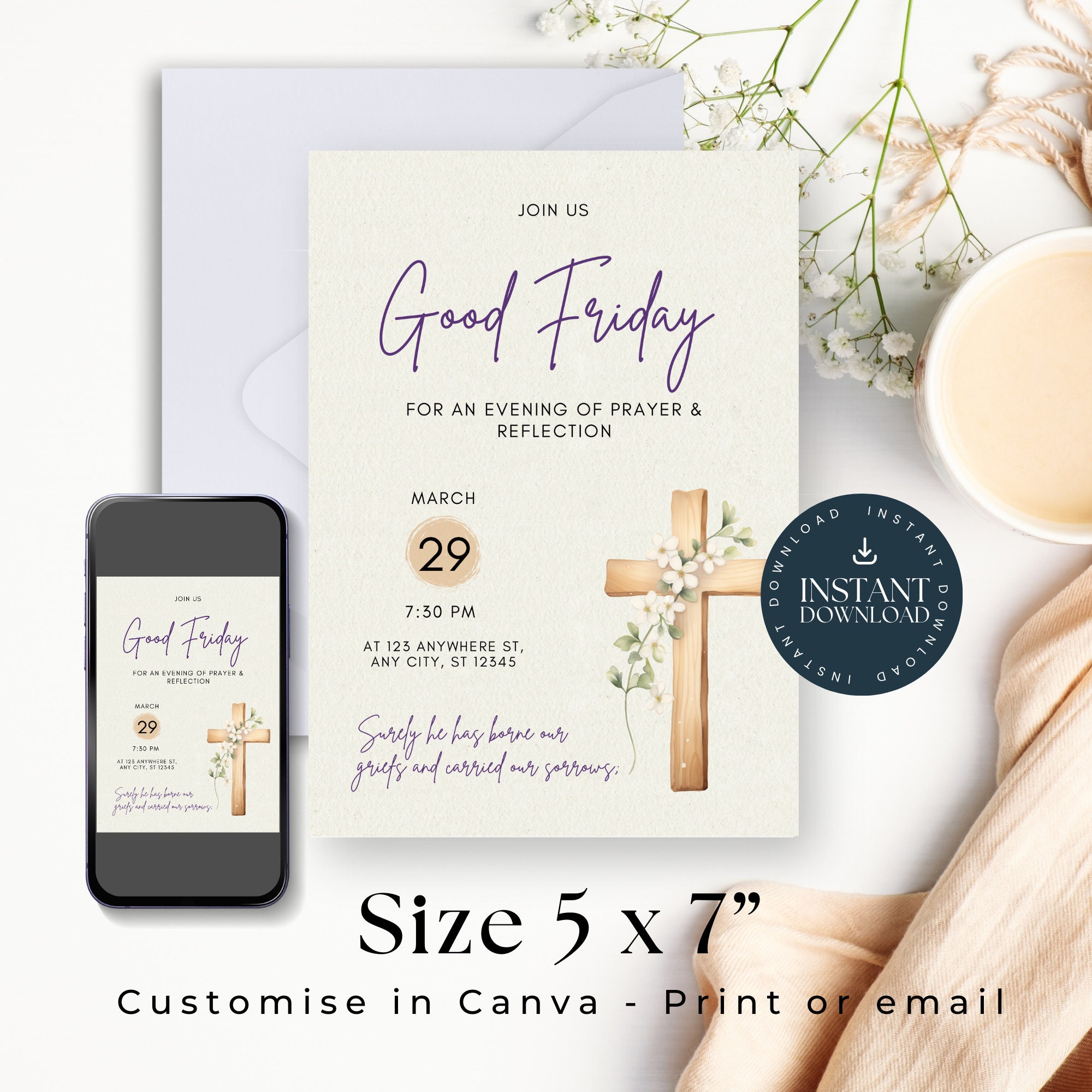 Easter Prayer Group Invite | Good Friday Event Invitation | Church ...