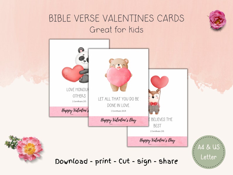 15 Printable Valentines Bible Verse Cards for Kids | Love Scripture ...