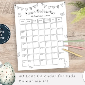 40 Days of Lent Calendar for Kids | Printable Coloring Lent Activity ...