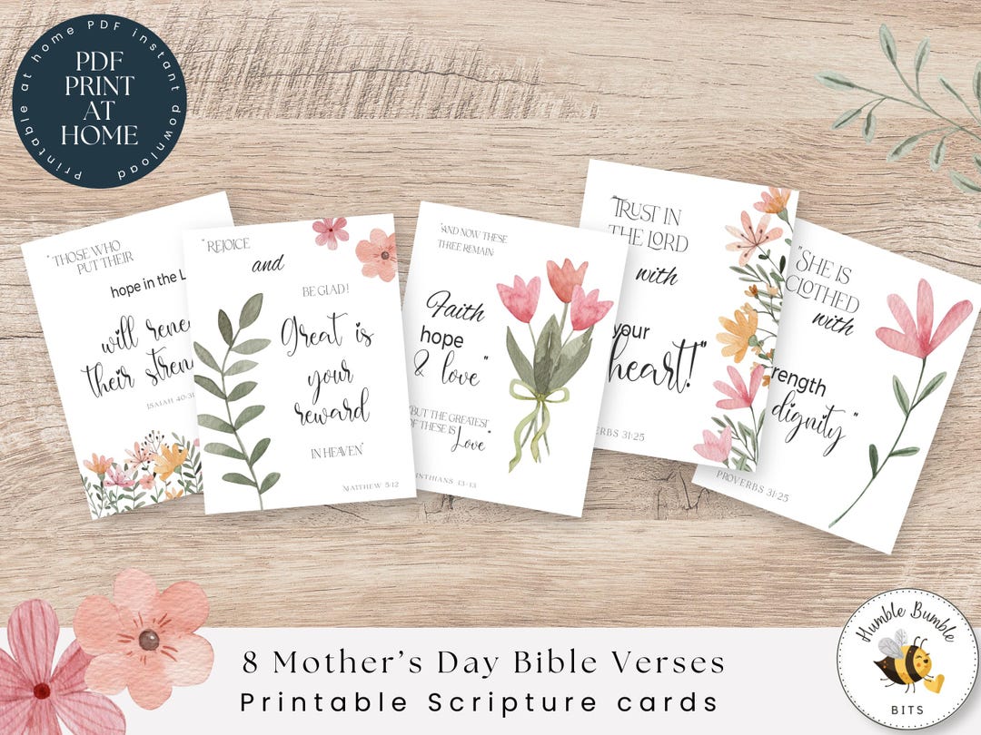 8 Bible Verse Cards for Mother’s Day | Christian Mother’s Day Gift ...