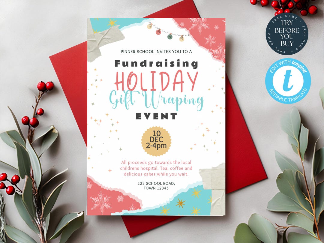 Editable Holiday Gift Wrapping Flyer | Christmas Fundraiser | PTA PTO ...