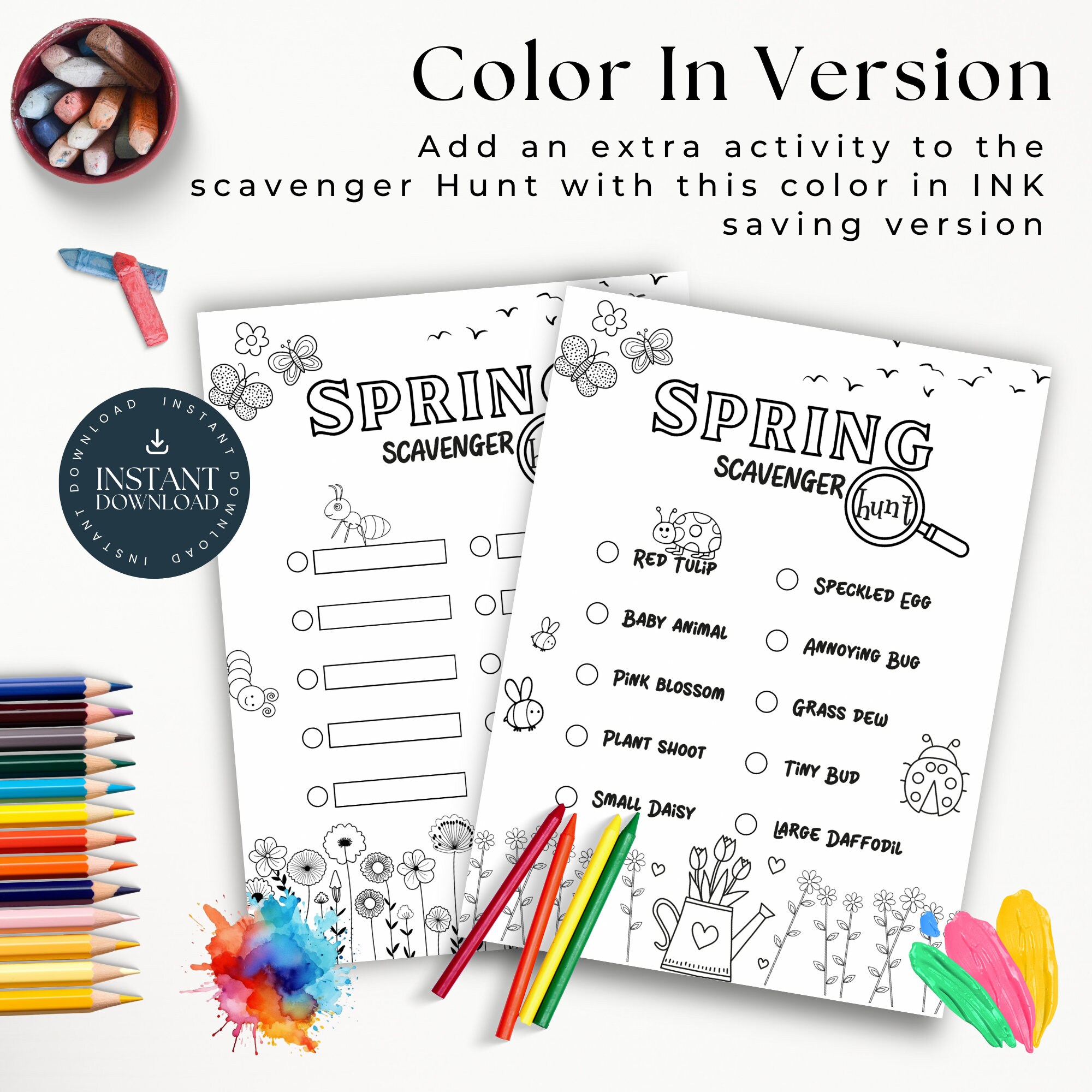 Spring Scavenger Hunt Kids Worksheet | Outdoor Spring Games | Instant ...
