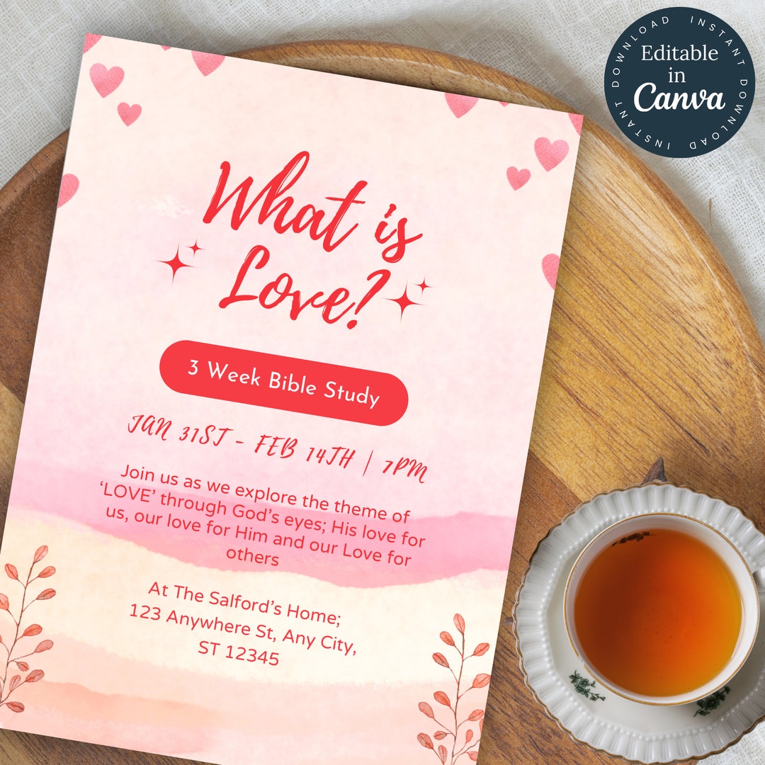Editable Bible Study Flyer | Love Themed Bible Study | Church ...