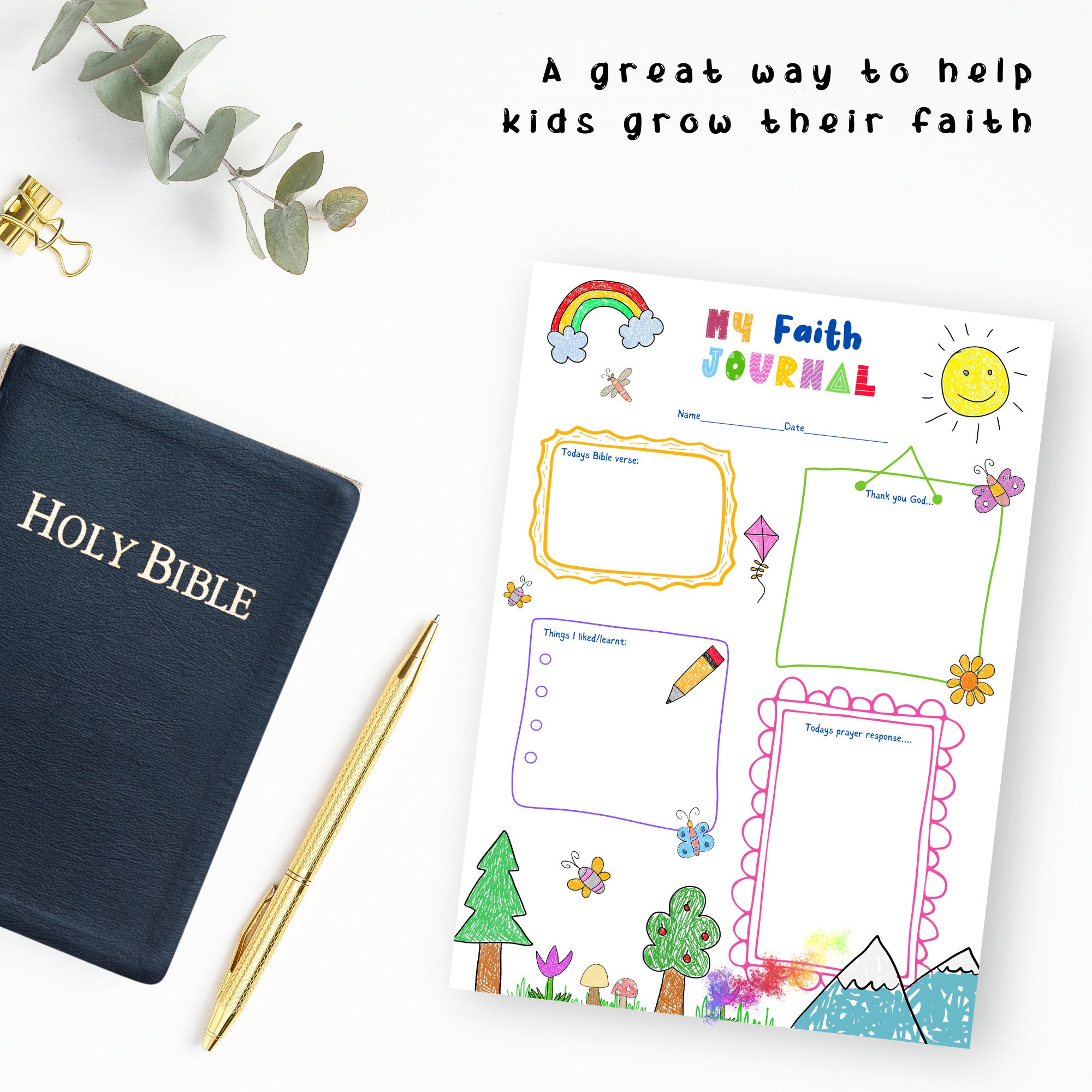 Faith Journal Worksheet for Kids | Devotional Activity | Faith Planner ...