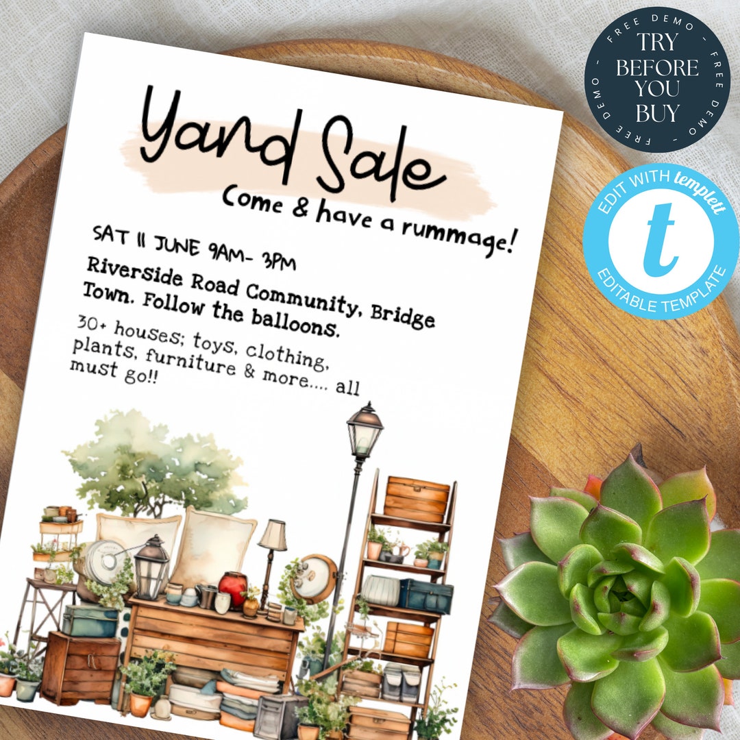 Editable Rummage Sale | Yard Sale Flyer | Editable Garage Sale Template ...