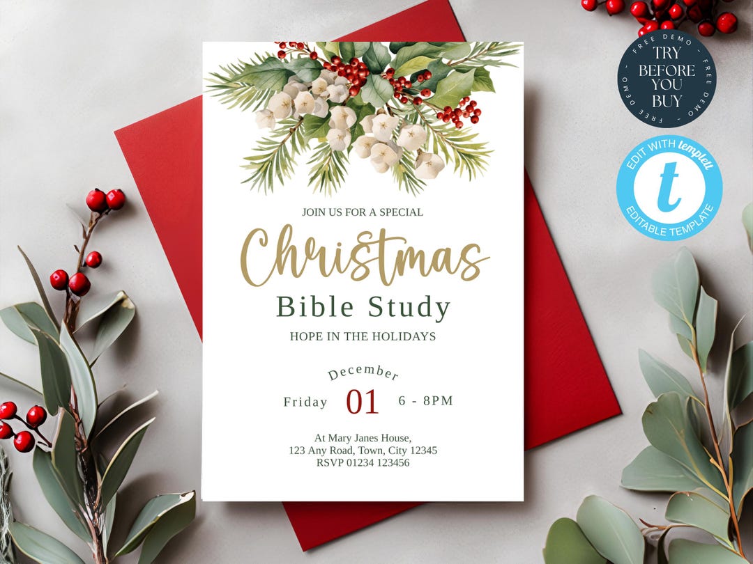 Christmas Bible Study Invite | Church Group Invite | Christian Book ...
