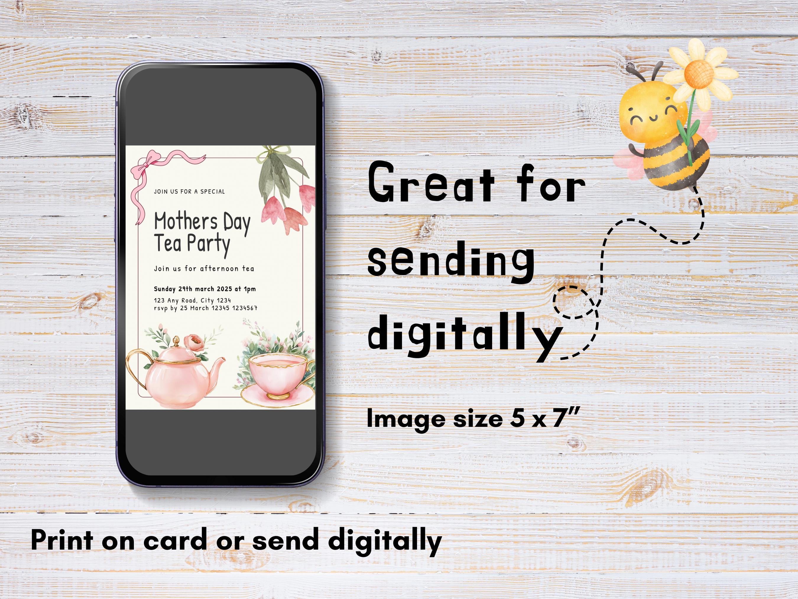 Mothers Day Tea Party Invitation Template | Afternoon Tea Invite ...