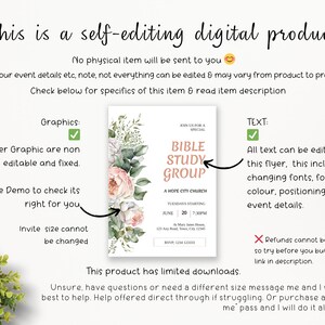 Floral Bible Study Invite | Church Group Poster | Christian Book Club ...