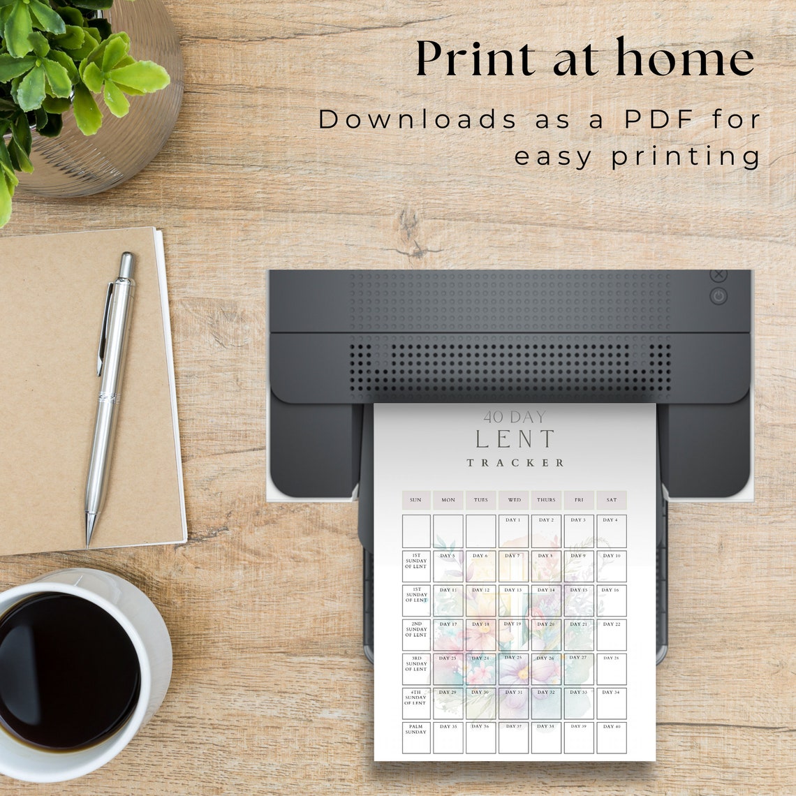 Cross Lent Calendar 2024 Lent Tracker 40 Day Lenten Undated Calendar ...