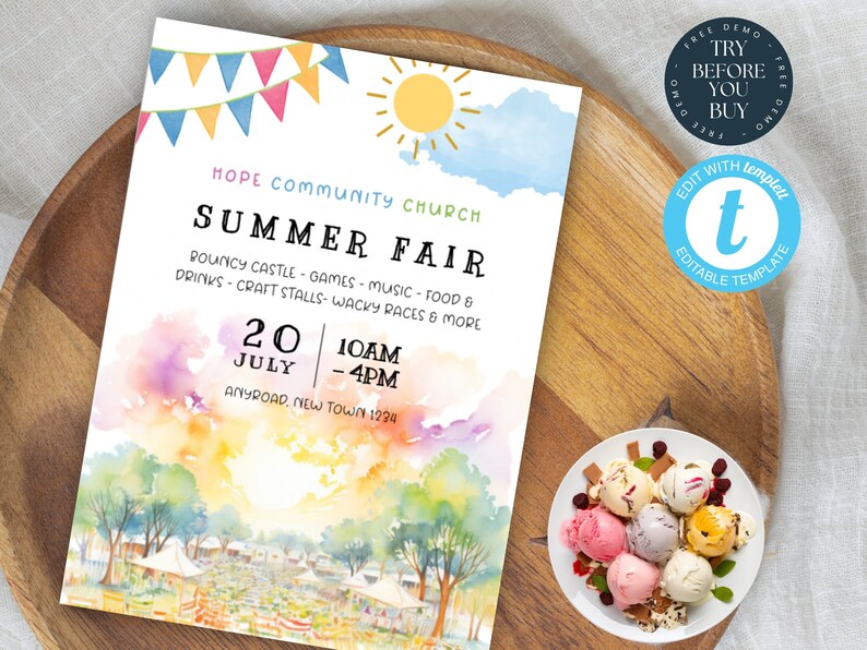 Editable Summer Fair Flyer Summer Party Community Event Invite Church ...