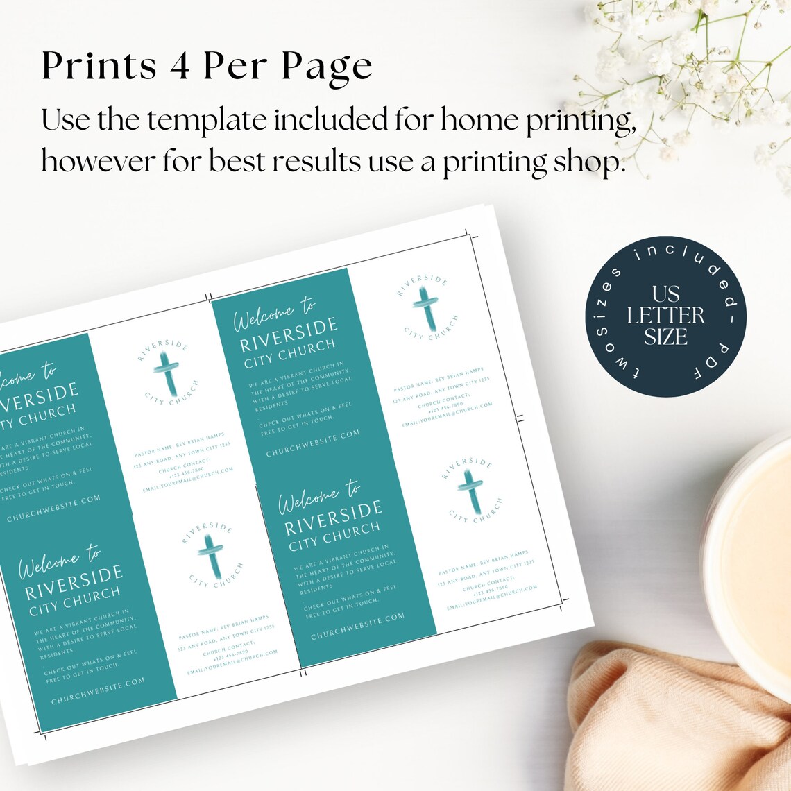 Blue Church Welcome Card Template | Digital Download | Editable Church ...