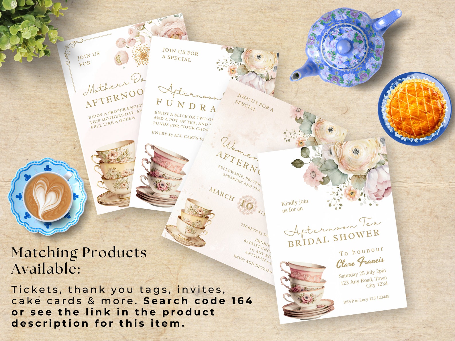 Afternoon Tea Menu Template | Editable Event Menu | Printable Menu ...