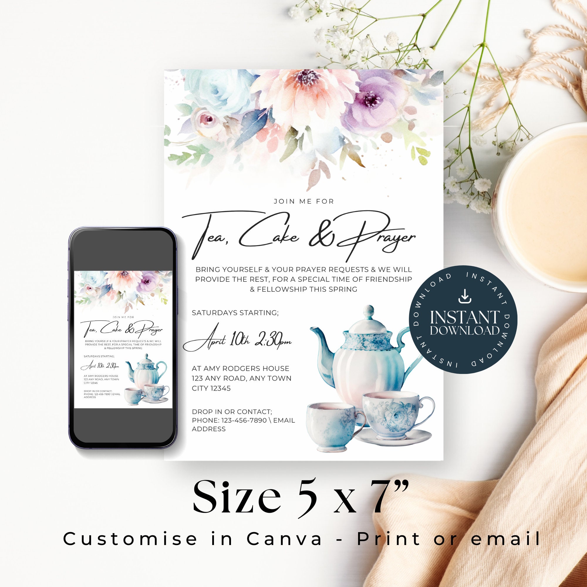 Fellowship Group Invitation Template | Editable Prayer Group Invite ...