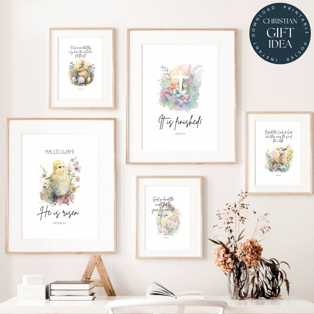Easter Bible Verses Wall Art | Easter Scripture Decor | Christian ...