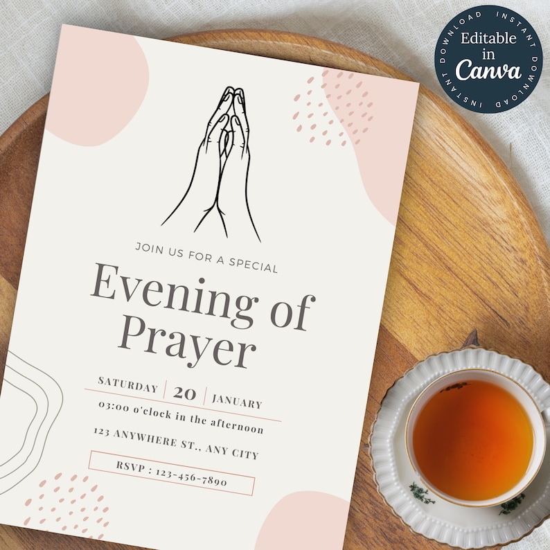 Pastel Design Editable Prayer Group Church Invite | Small Group | Event ...