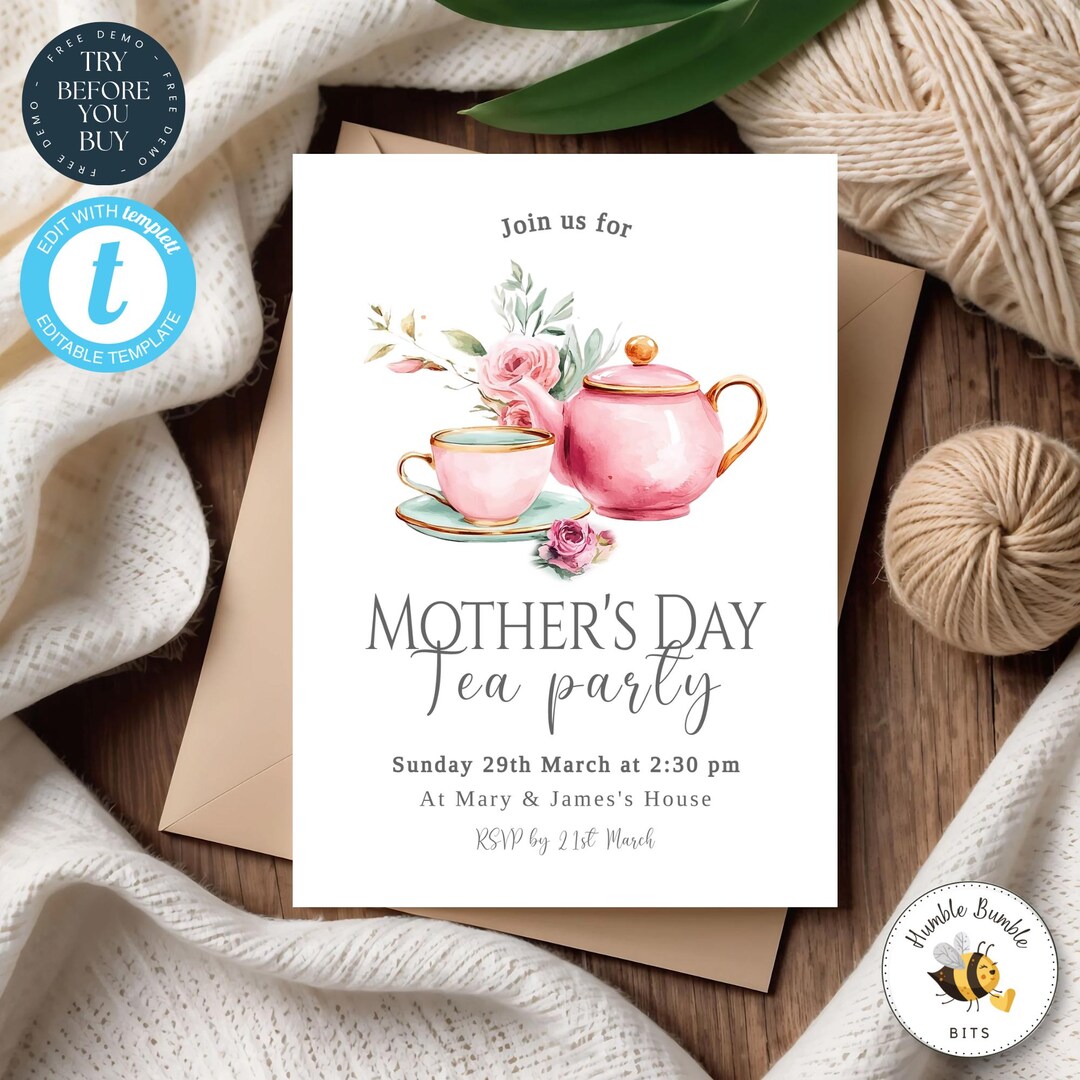 Mother's Day Afternoon Tea Invitation - Editable Floral High Tea Invite ...