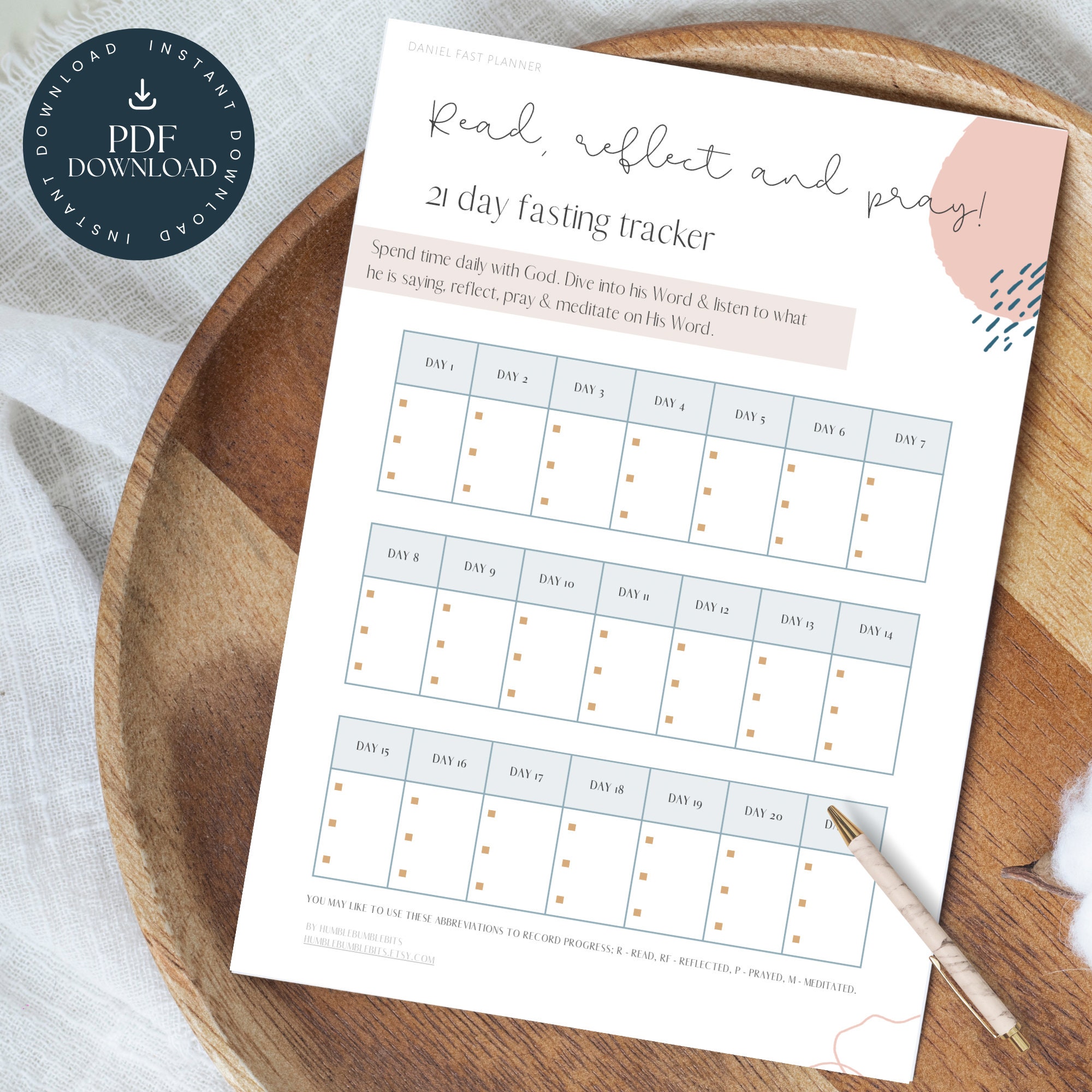 21 Day Fasting Tracker Christian Faith Planner Prayer Planner Detox ...