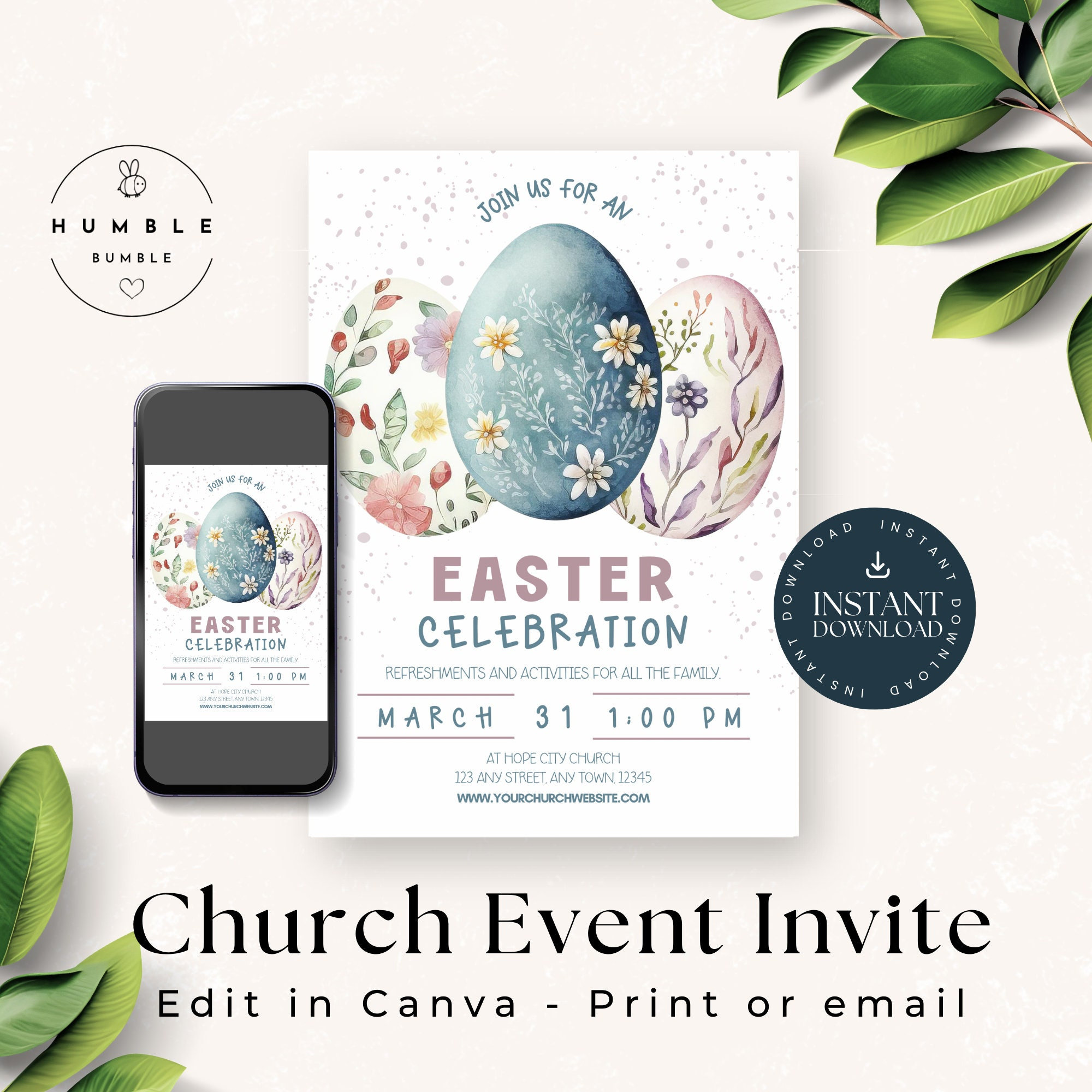 Easter Celebration Invite Basket Eggs Easter Party Invitation Church ...