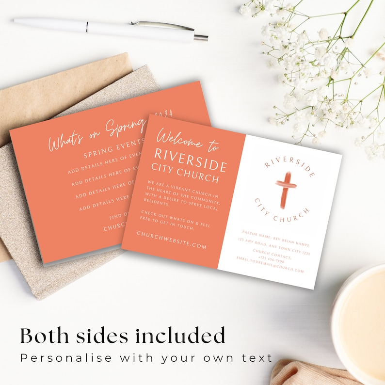 Orange Church Welcome Card Template | Digital Download | Editable ...