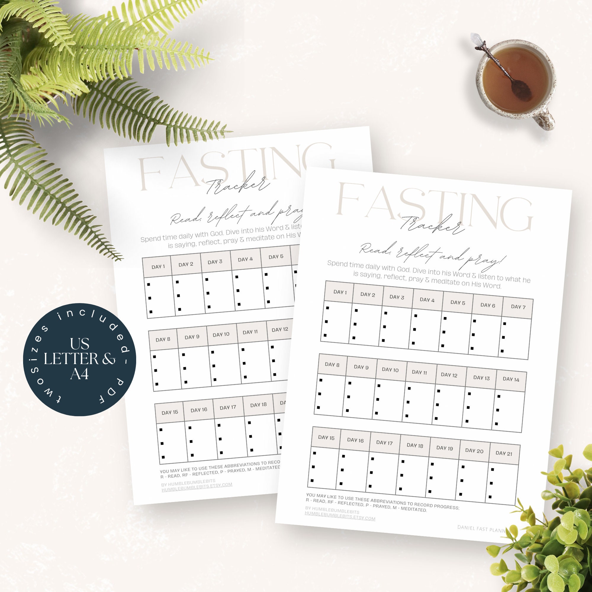 21 Day Fasting Tracker | Fasting Planner | Habit Tracker | Christian ...