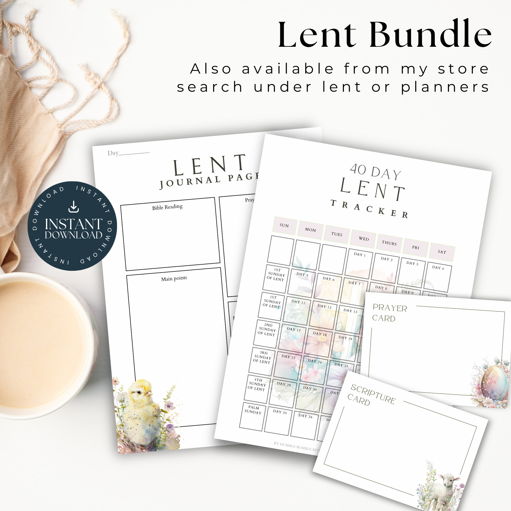 Lent Prayer Journal & Calendar Devotional Printable Lent Tracker 40 Day ...